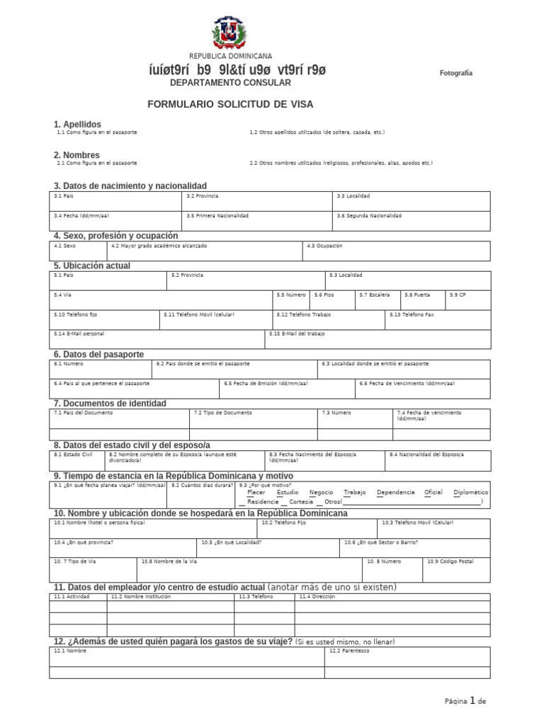 Formulario_Solicitud_Visado | PDF | Documento de identidad | Gobierno y personalidad