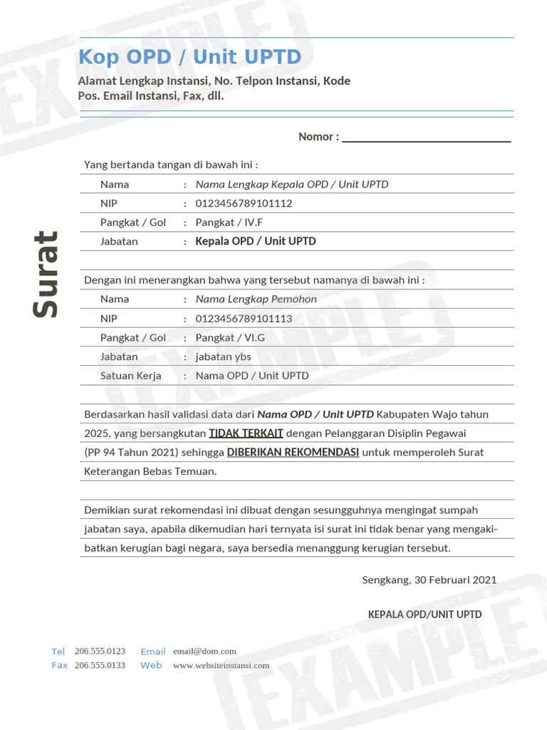 Surat Rekomendasi OPD | PDF