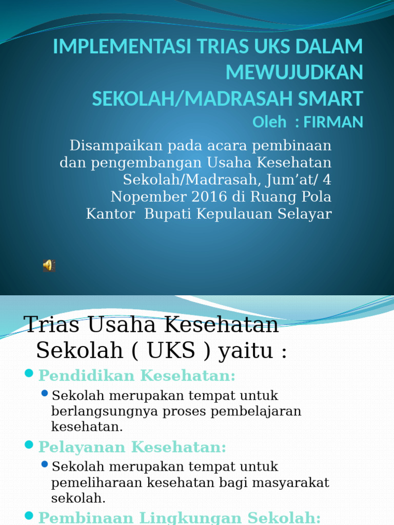Implementasi Trias Uks Dalam Mewujudkan Sekolah | PDF