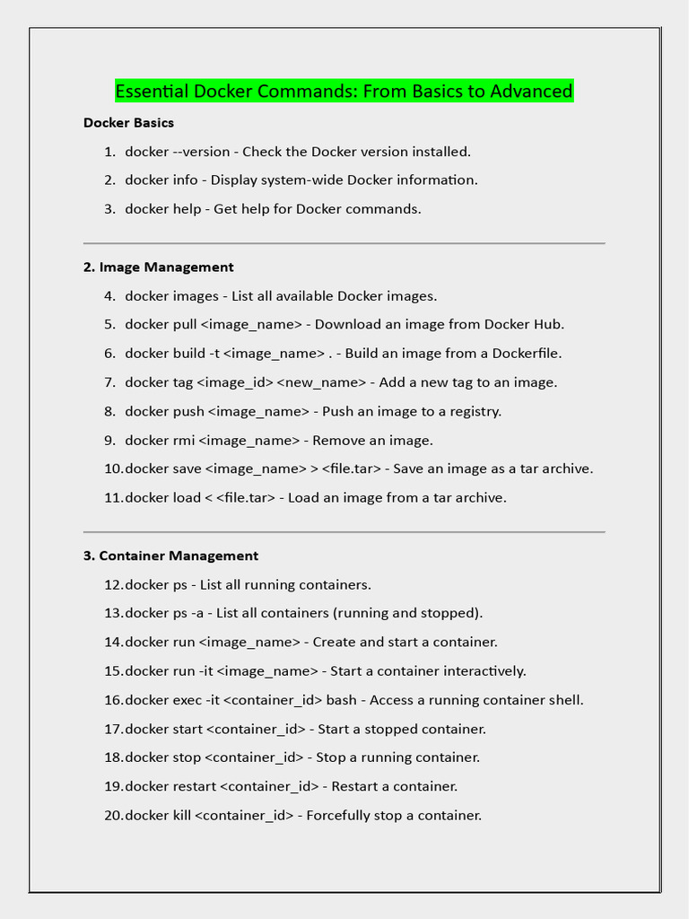 Essential Docker Commands | PDF | Utility Software | Operating System Technology