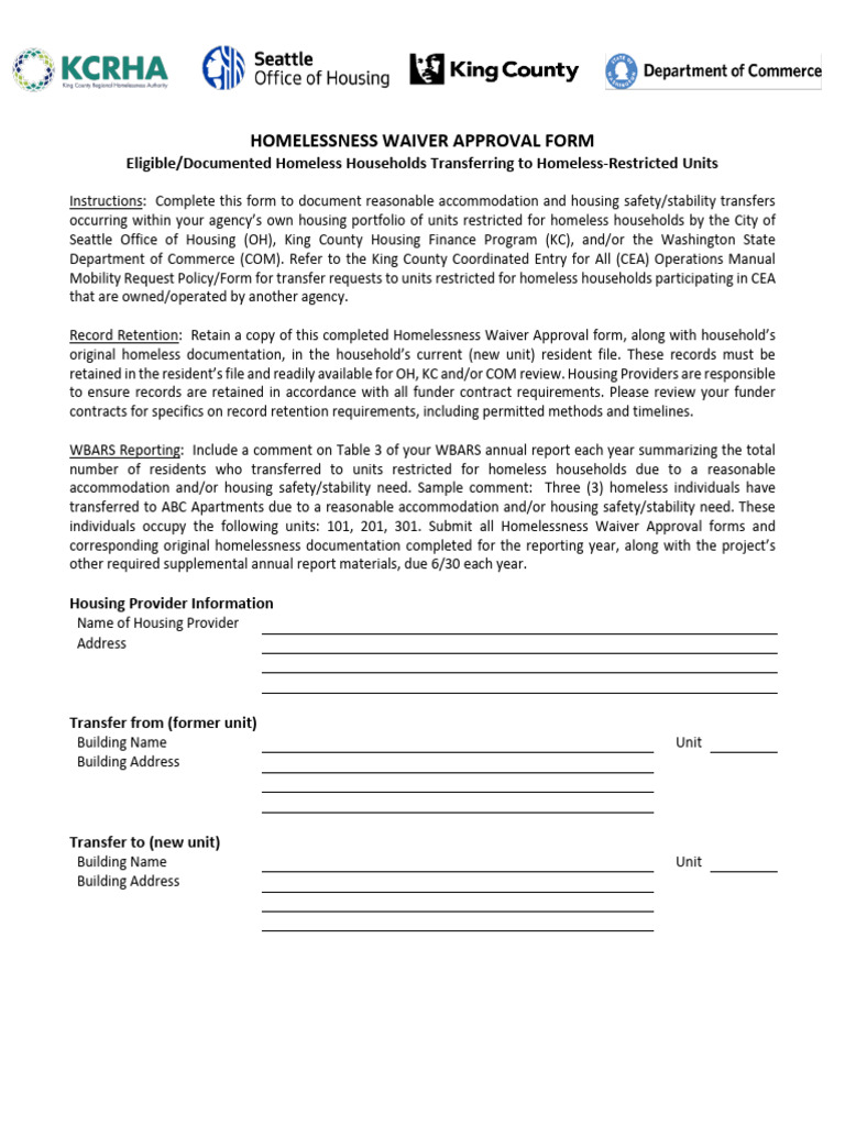 Homelessness Transfer Form | PDF