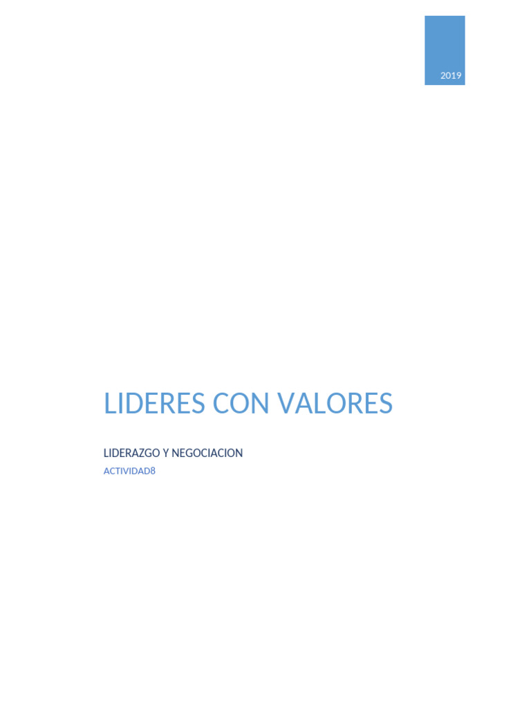 Actividad 8 Valores de Liderazgo | PDF | Liderazgo | Psicología Social
