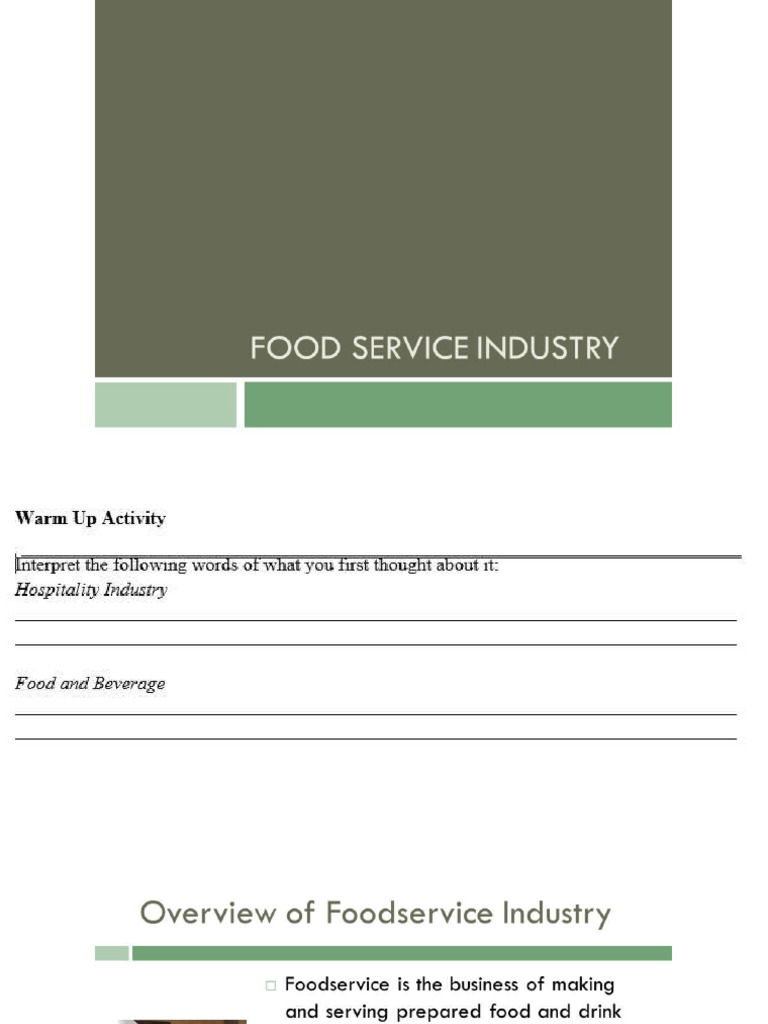Lesson 1 Fbs Food Industry | PDF