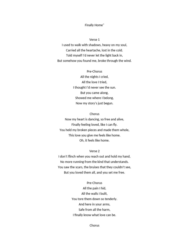 Finally Home Lyrics | PDF