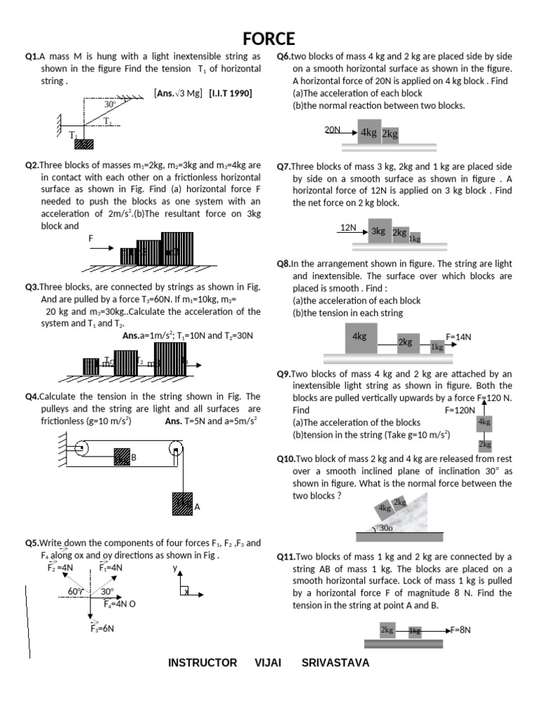 FORCE modified for XI | PDF | Tension (Physics) | Force