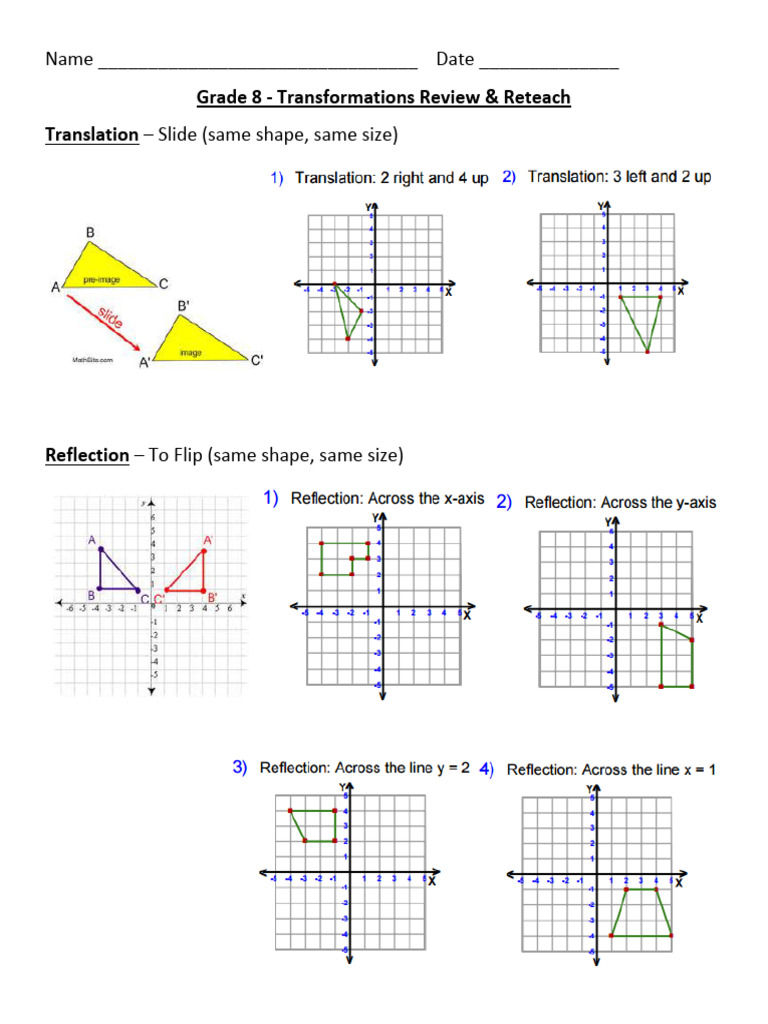 Grade 8 Math Transformations Guide | PDF