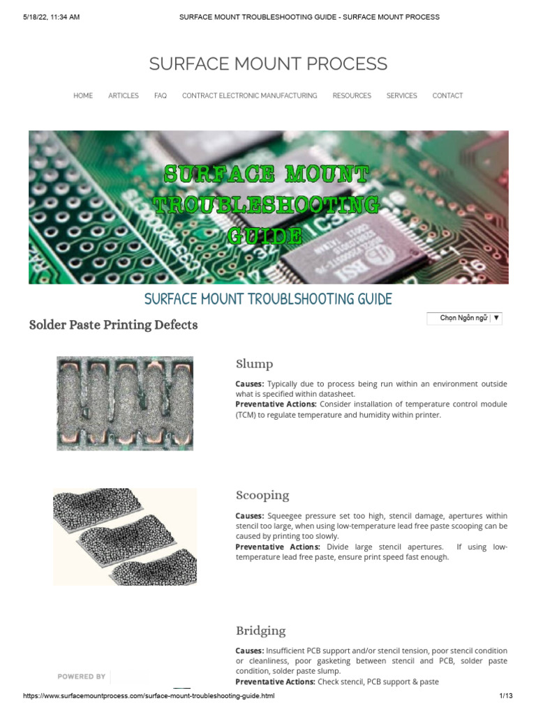 Surface Mount Troubleshooting Guide - Surface Mount Process | PDF | Printed Circuit Board ...