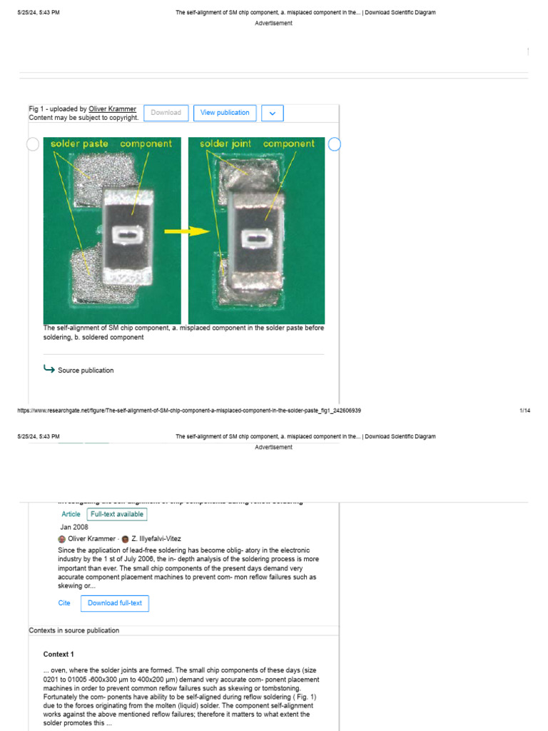 The Self-Alignment of SM Chip Component, A. Misplaced Component in The ...