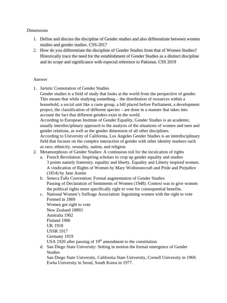 Introduction To Gender Studies | PDF | Gender | Gender Studies