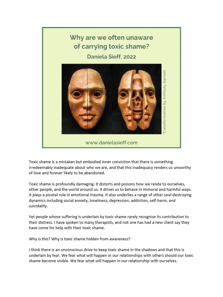 Shame Reflection Why Are We Often Unawre of Carrying Toxic Shame | PDF | Shame | Fear