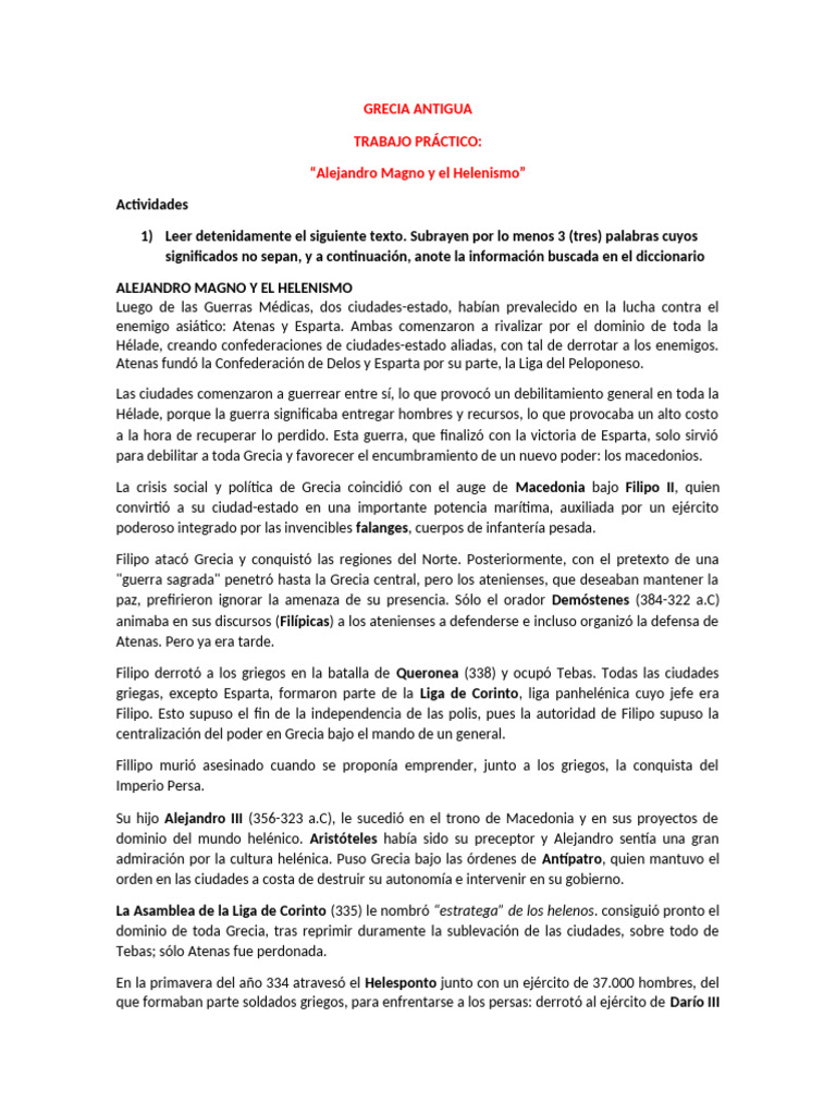 Alejandro Magno y el Helenismo en Grecia | PDF | Alejandro el Grande ...