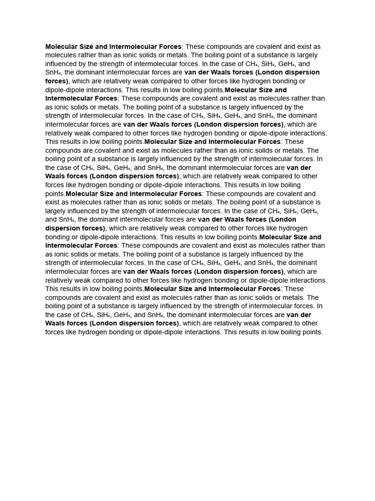 Molecular Size and Intermolecular Forces - These Compounds Are Covalent ...