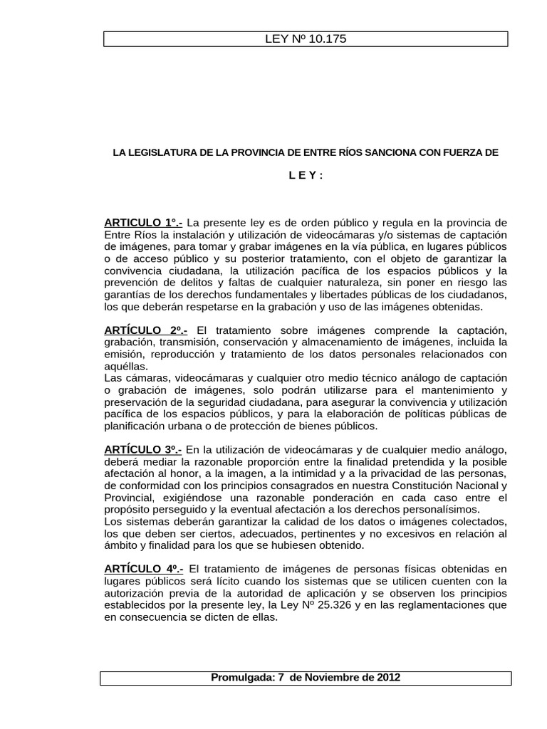 Ley 10175 | PDF | Estatuto | Privacidad