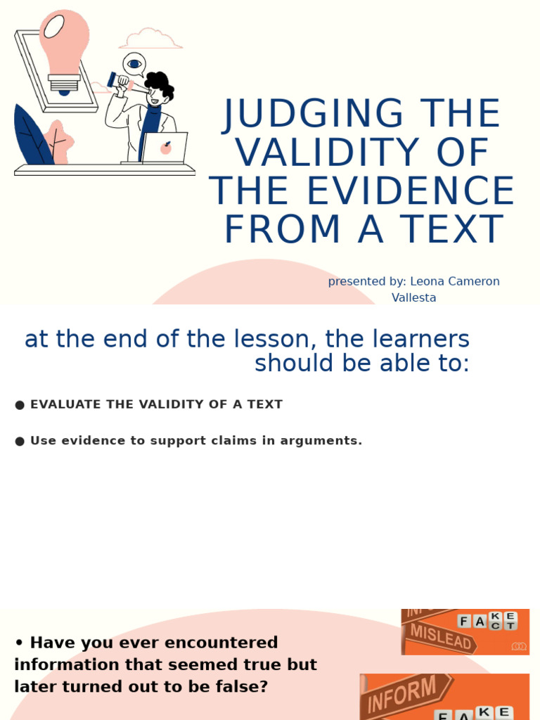 Judging The Validity If The Evidence From A Text | PDF | Evidence ...