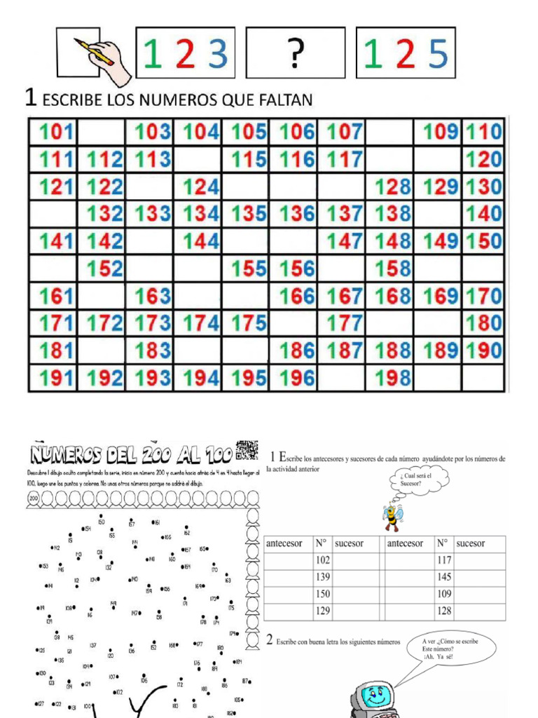 Actividad Números Del 100 Al 200 | PDF