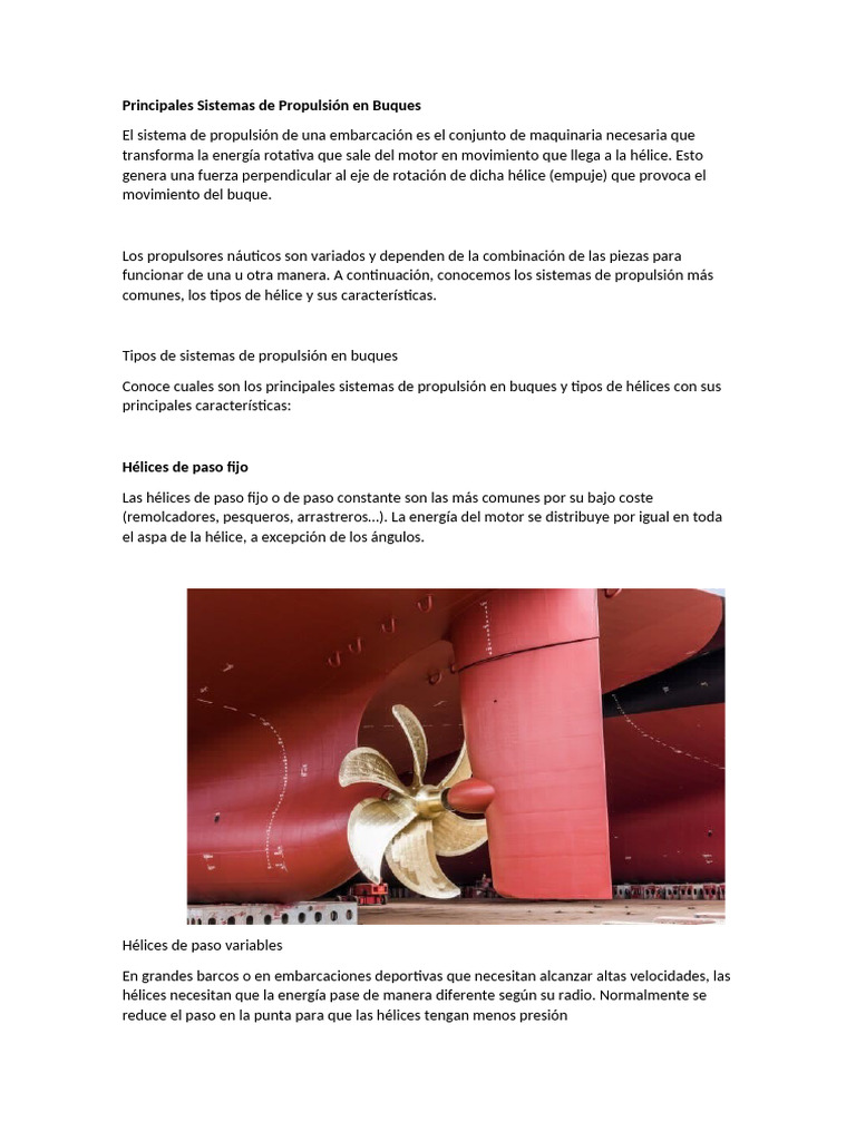 Principales Sistemas de Propulsión en Buques | PDF