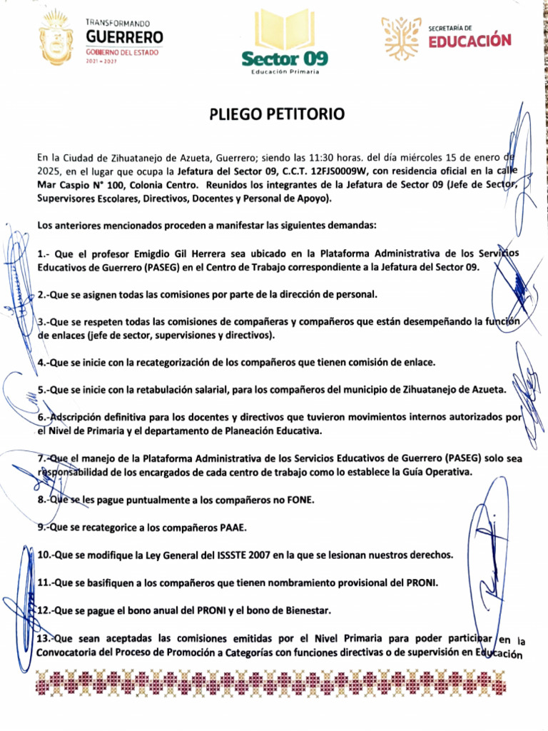 Pliego Petitorio Sector 09 | PDF