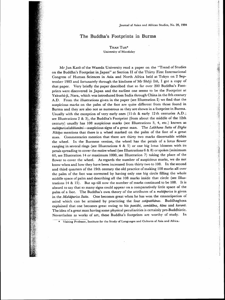 Than Tun 1984 Buddha's Footprints in Burma | PDF