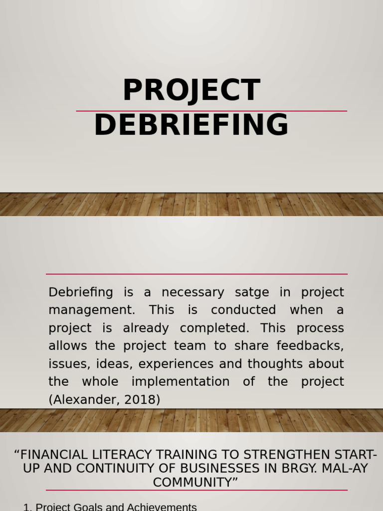 Project Debrief: Financial Literacy Training | PDF | Cognitive Science ...