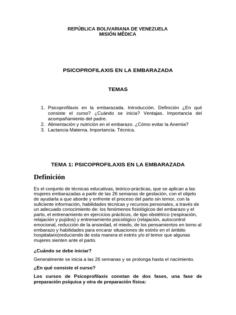Psicoprofilaxis y Nutrición en Embarazo | PDF | Parto | Índice de masa corporal