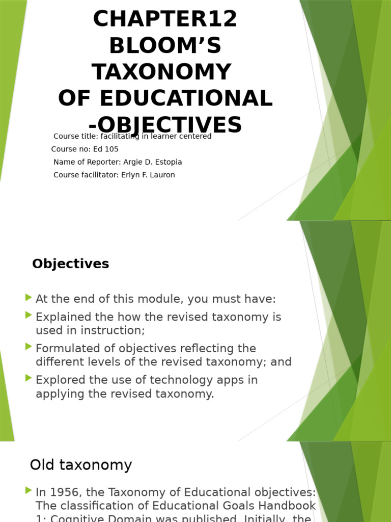 Chapter 12 Bloom's Taxonomy of Educational Objectives | PDF | Knowledge ...