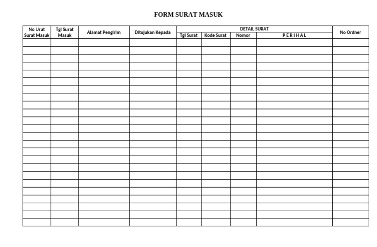 Form Surat Masuk | PDF