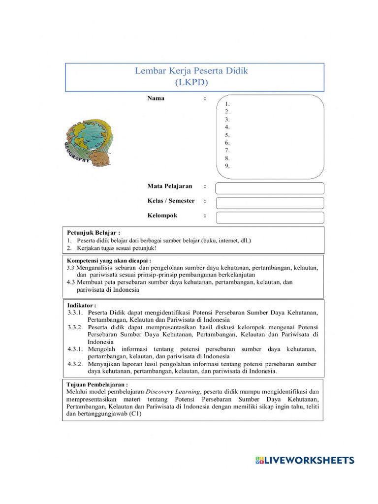 KLS VII BAB III LKPD Perubahan Potensi Sumber Daya Alam | PDF
