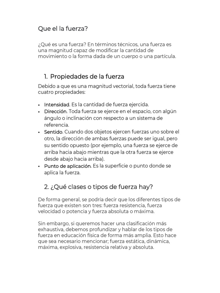 FUERZA | PDF | Fuerza | Músculo
