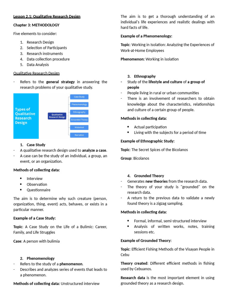 LESSON 2.1 Qualitative Research Design | PDF | Qualitative Research ...
