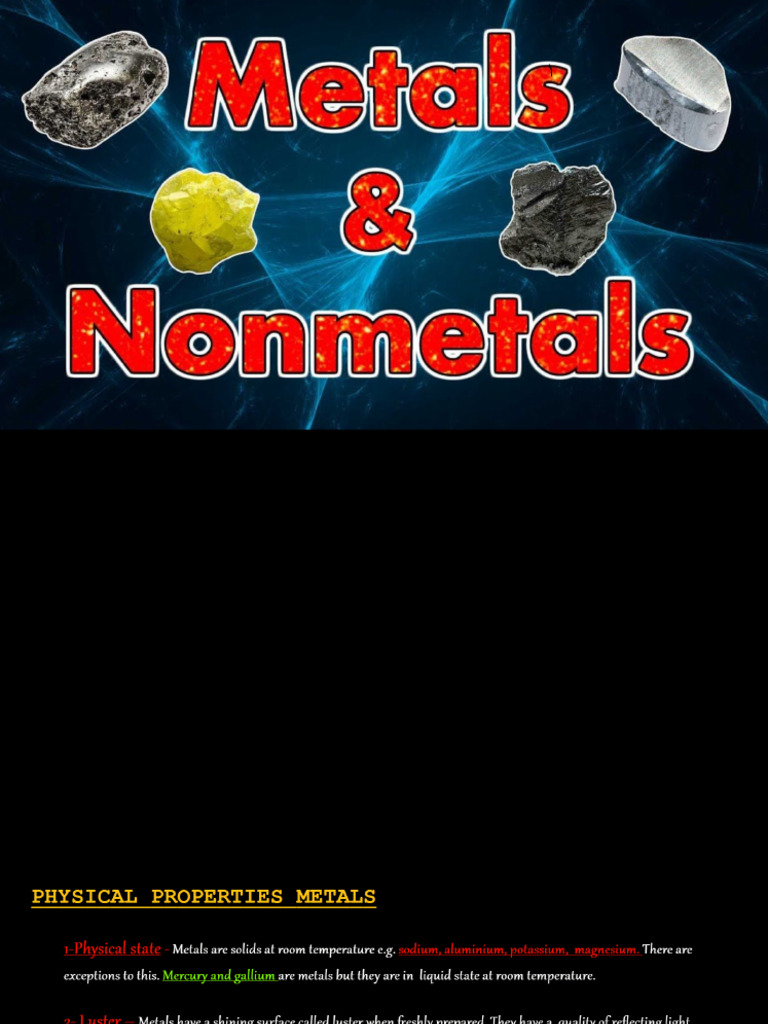 Metal and Nonmetals Class notes | PDF