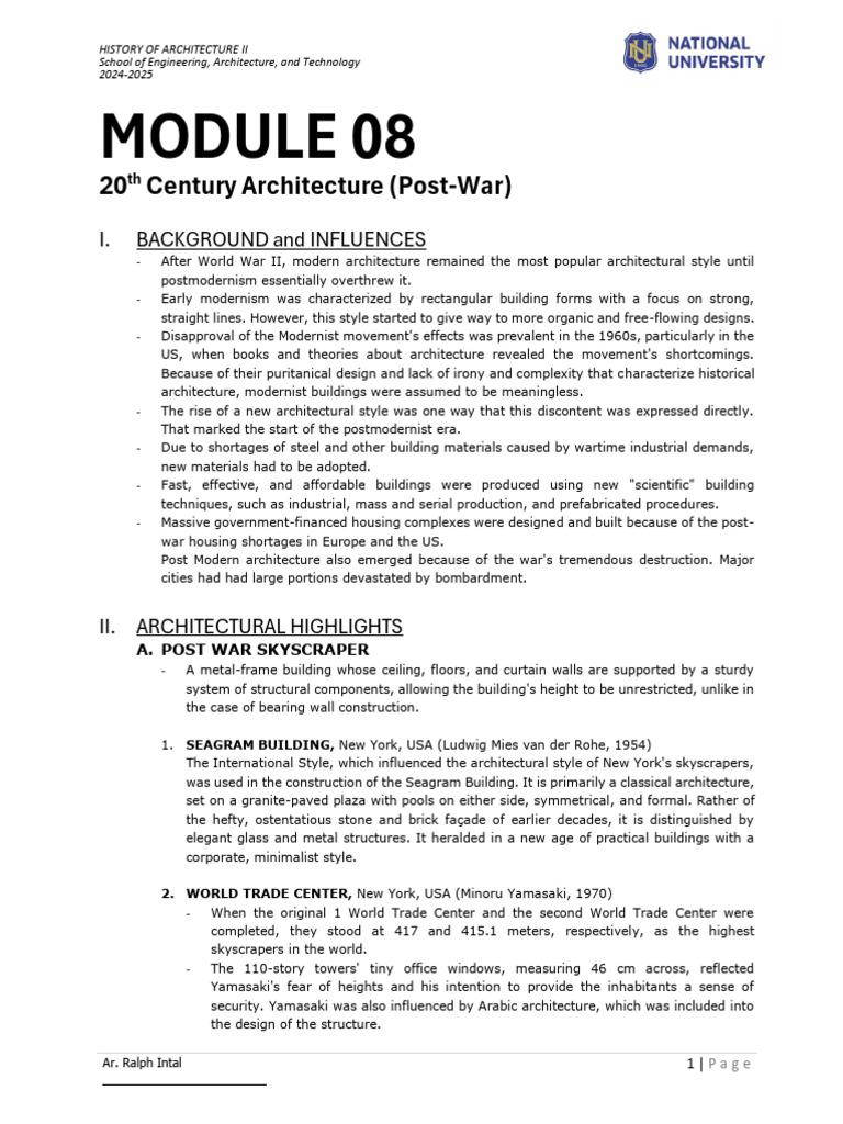 Module 08 20th Century Architecture 2 | PDF | Architectural Design ...