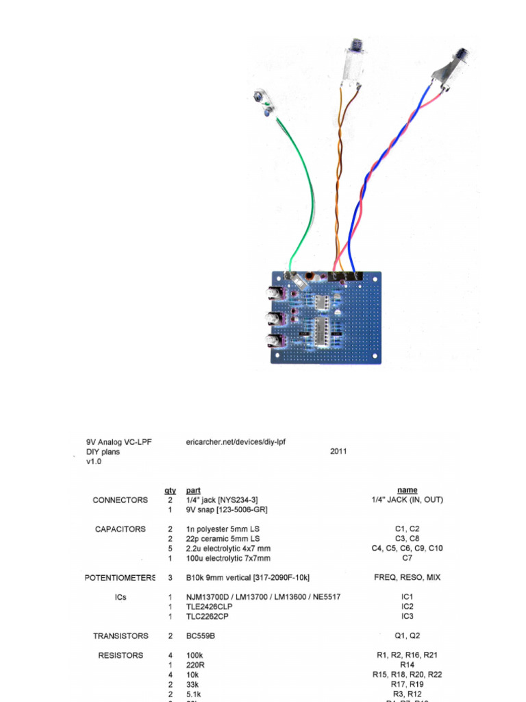 9v Analog Diy LPF | PDF