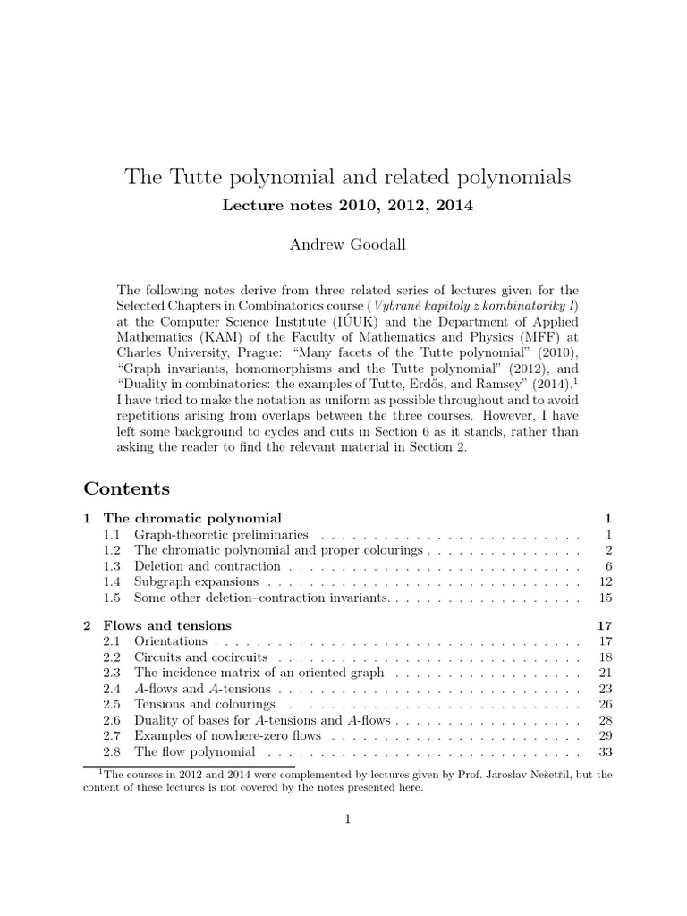 Tutte Polynomial and Combinatorial Graphs | PDF | Vertex (Graph Theory ...