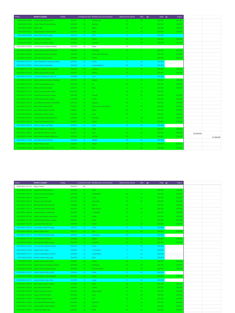 Info Camisas - Respuestas de Formulario 1-1 | PDF