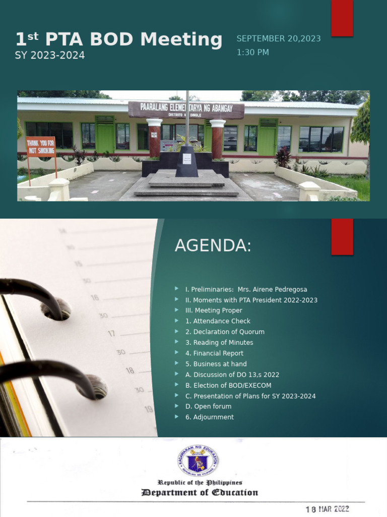 1st PTA BOD Meeting 2023 | PDF | Government