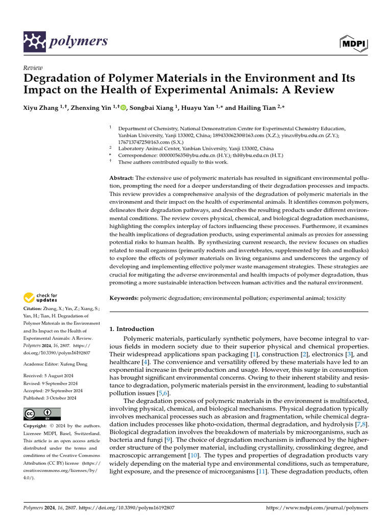 Degradation of Polymer Materials in the Environment and Its Impact on ...