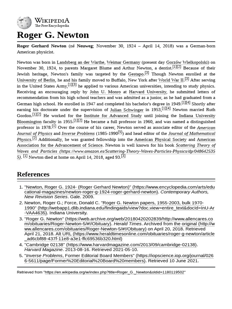 Roger_G._Newton | PDF | Physics | Theoretical Physics
