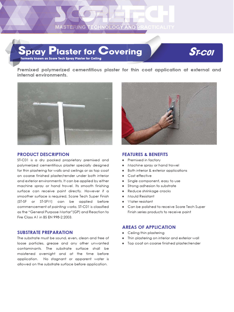 ST-C01: Versatile Cementitious Plaster | PDF | Plaster | Building ...