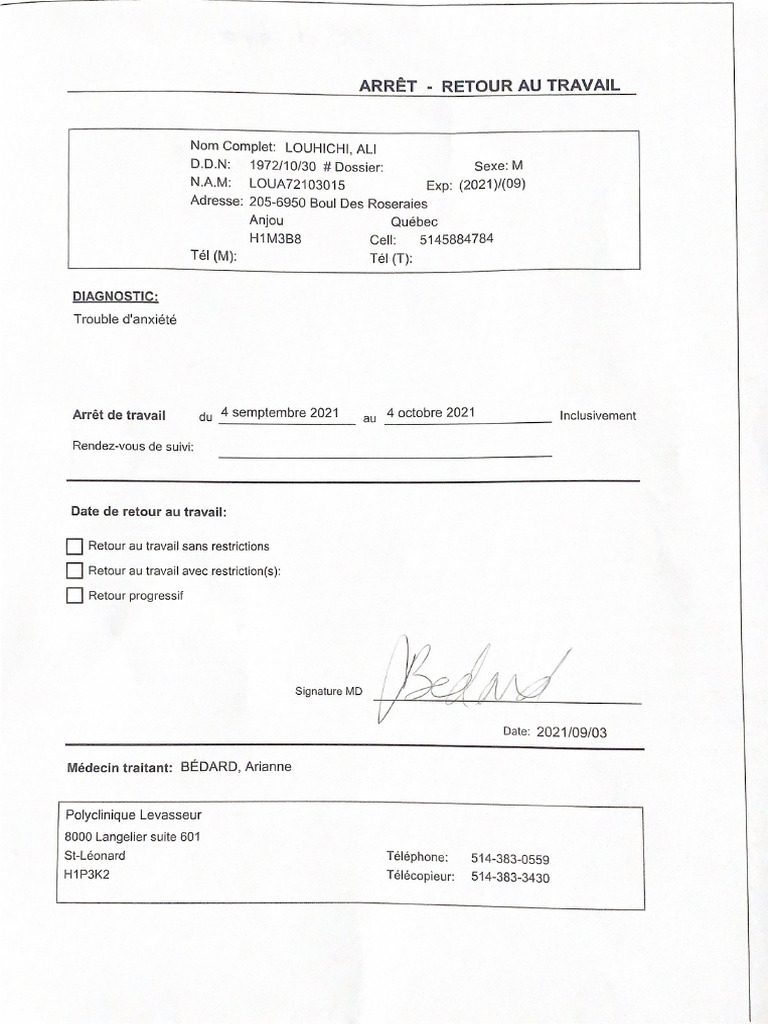 Arrêt de Travail | PDF
