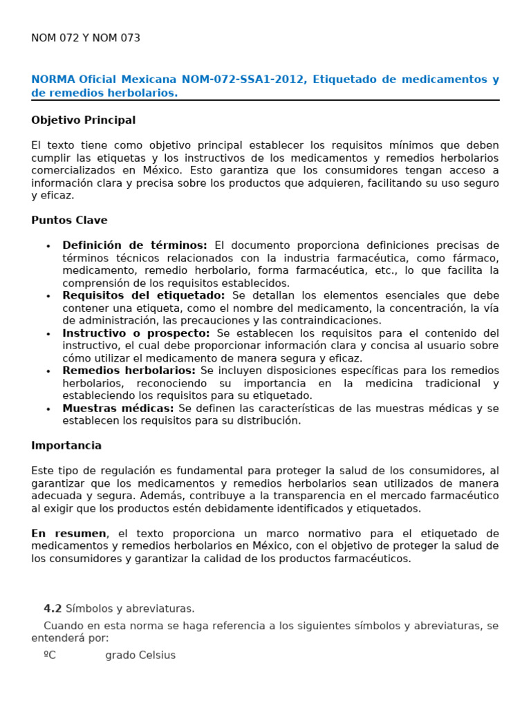 Nom 072 y Nom 073 | PDF | Medicamentos con receta | Industria farmacéutica