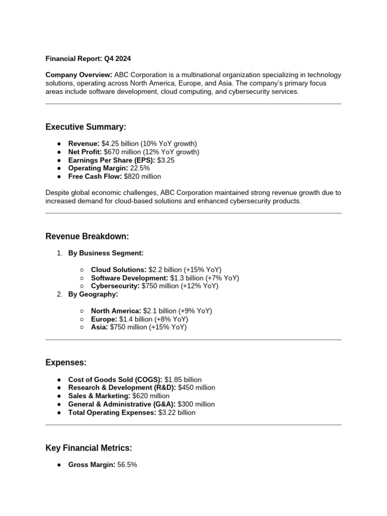 Financial Report - Q4 2024 | PDF