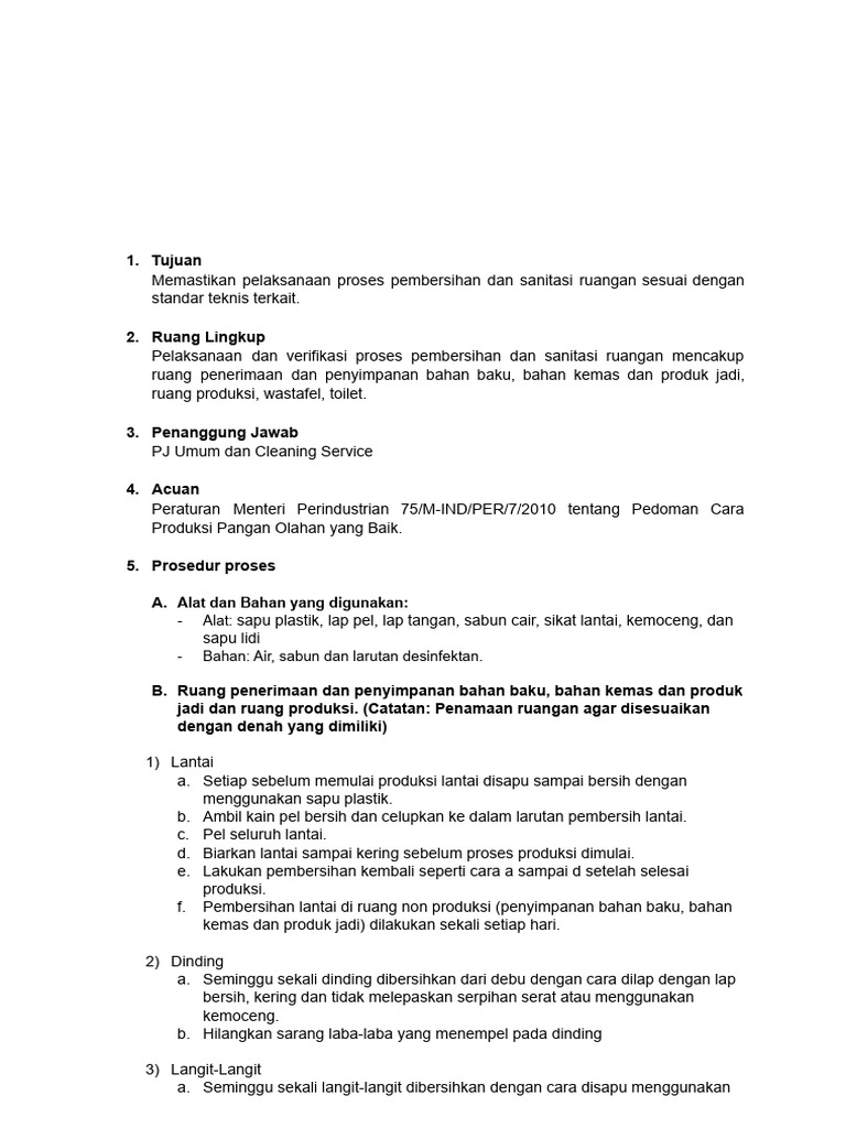 SOP-04-Prosedur Sanitasi Ruangan | PDF