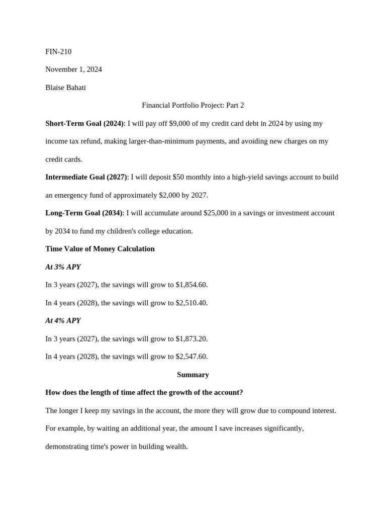 Financial Goals and Savings Strategy | PDF