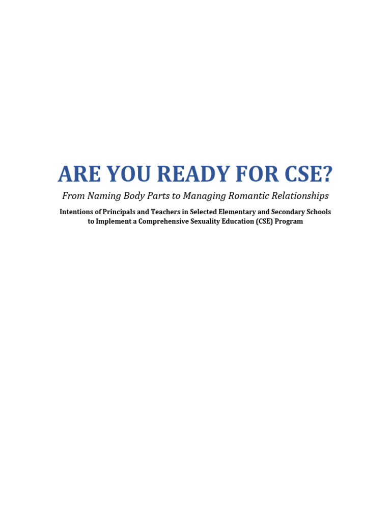 CSE Implementation Readiness in Schools | PDF | Sex Education ...