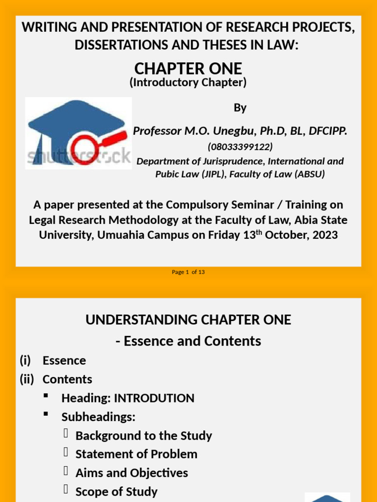 Prof Unegbu Writing and Presentatiopn of Rsearch Projects Dissertations ...