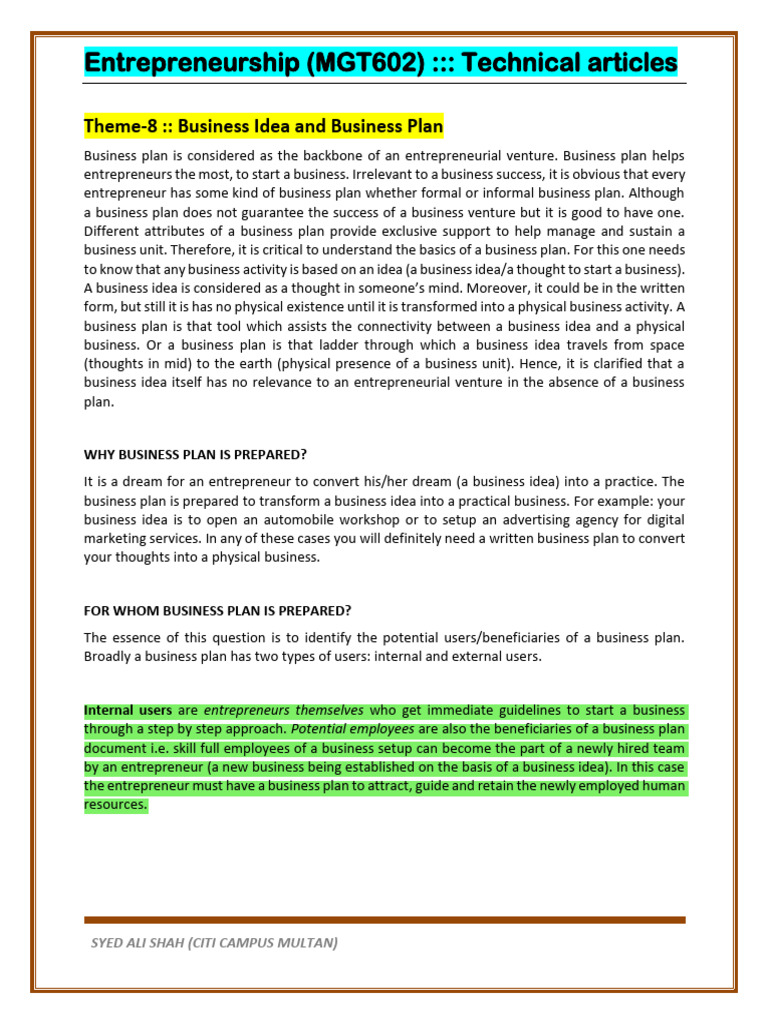 Essential Guide to Business Plans | PDF | Marketing | Entrepreneurship
