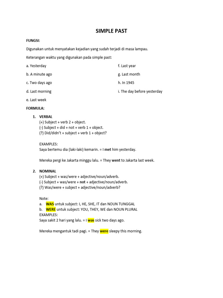Understanding Simple Past Tense Usage | PDF