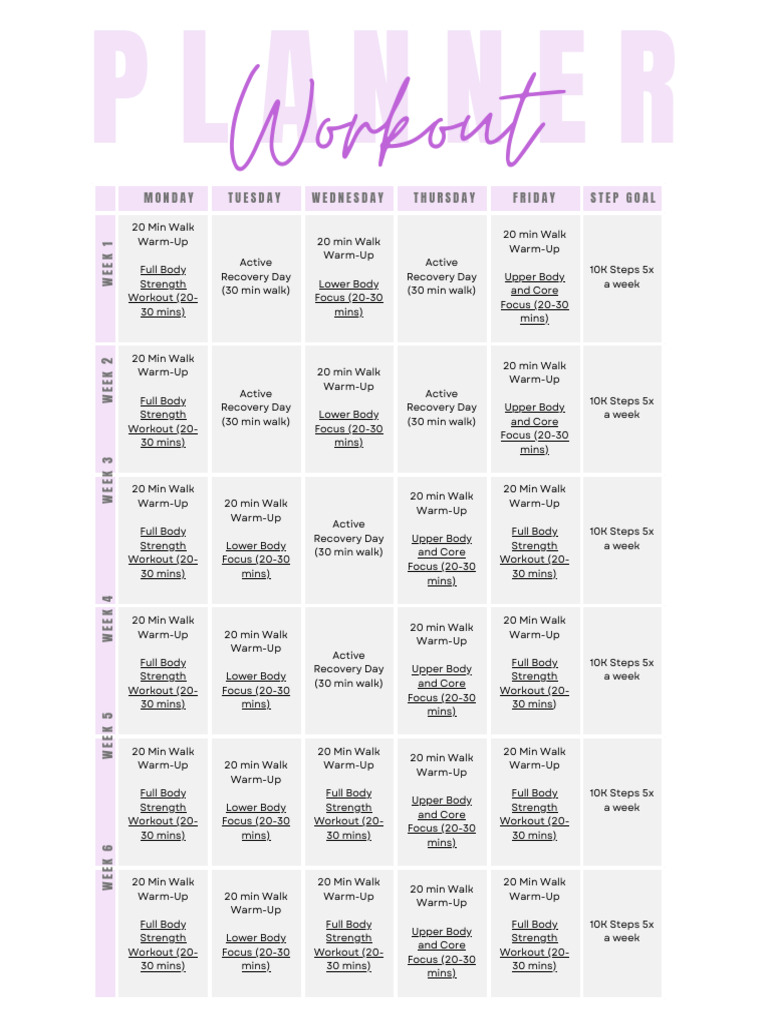 Faith Workout Plan (6 Weeks) | PDF | Weight Training | Musculoskeletal ...