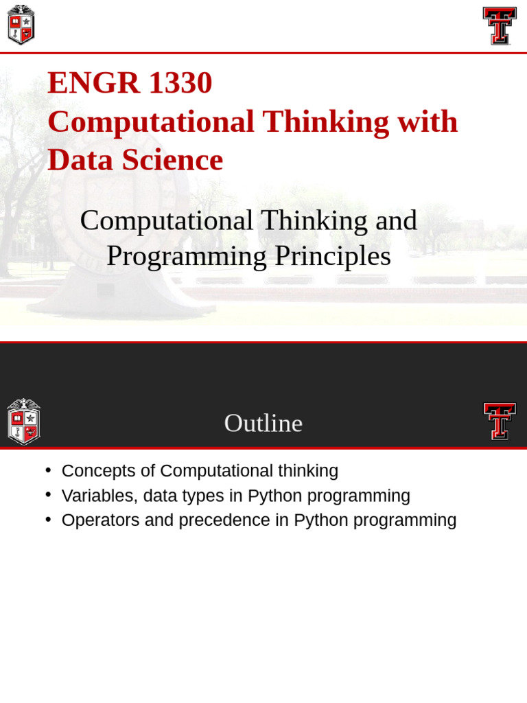 1 CT ProgrammingPrinciples ENGR1330 CTwithDS | PDF | Data Type | Reserved Word