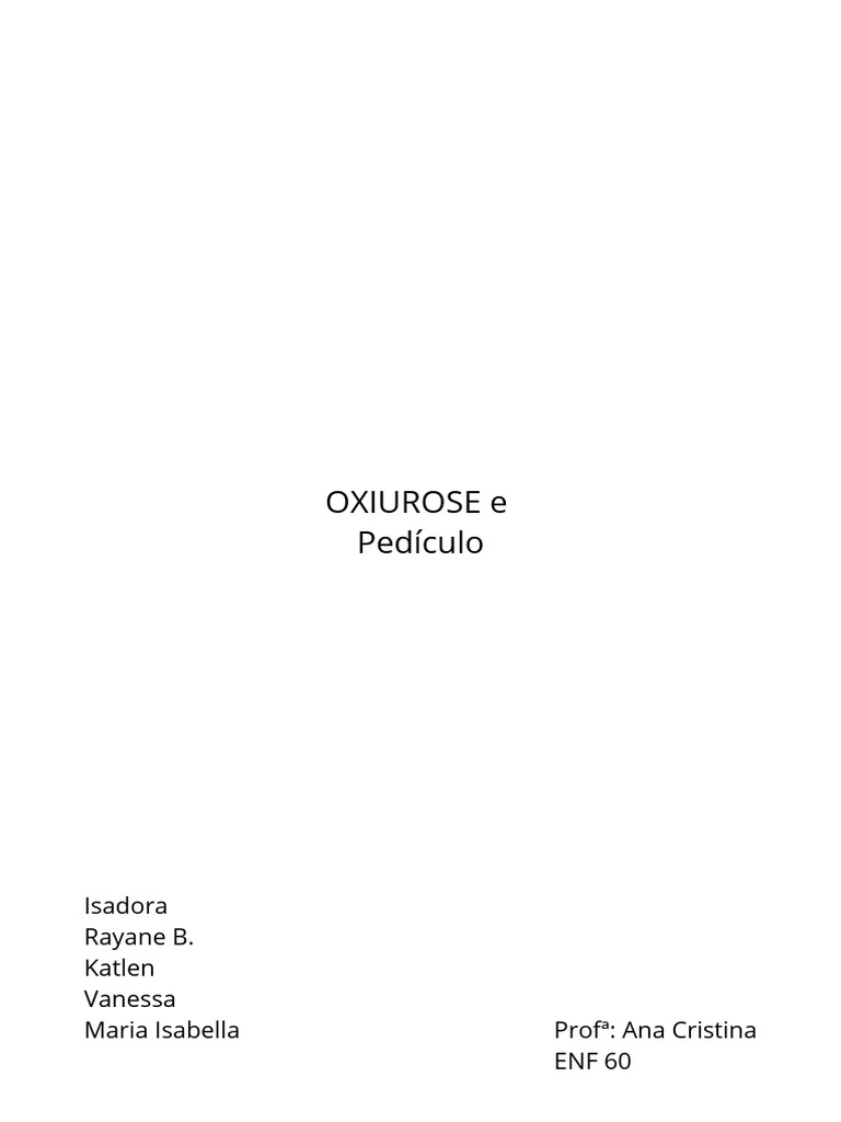 Oxiurose e Pedículo PDF | PDF